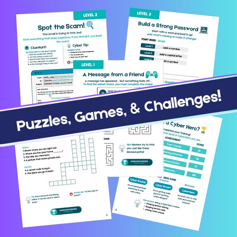 Cybersecurity Game for Kids Printable, Internet Safety Activity Book ...