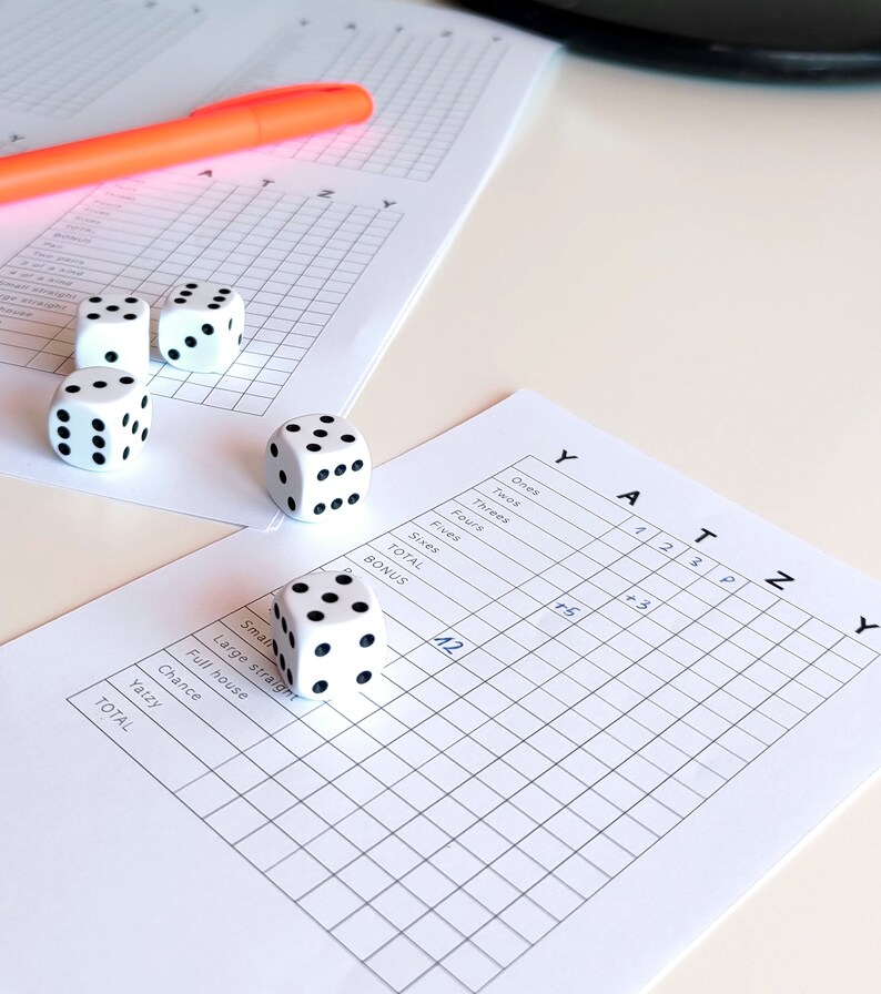 Minimalist Yatzy Game Printable Template - Etsy