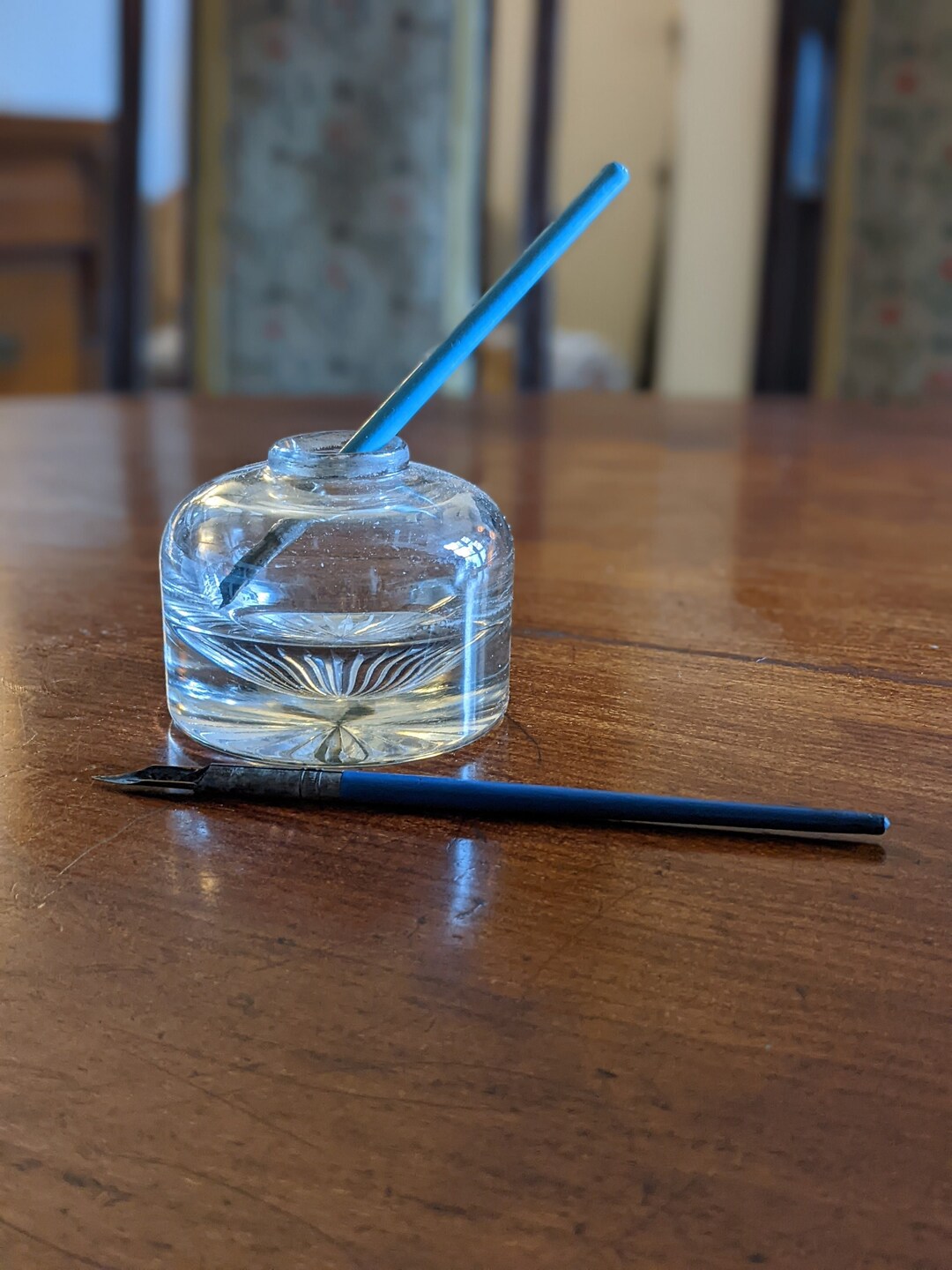 Antique Heavy Glass Inkwell Desk Inkwell - Etsy
