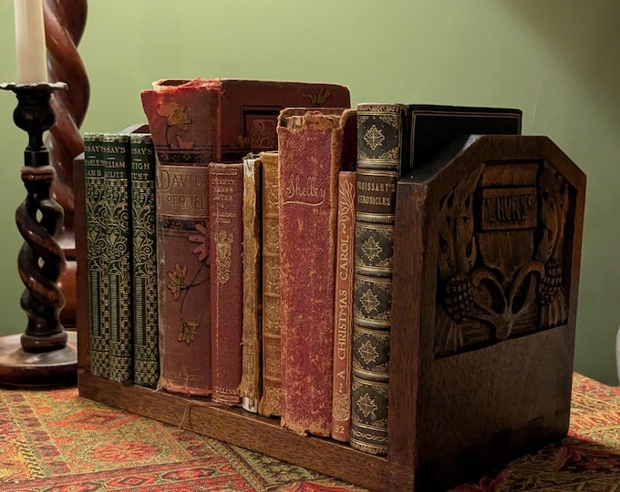 Antique Arts and Crafts Book Stand Hand Carved Oak Book Stand Scottish ...