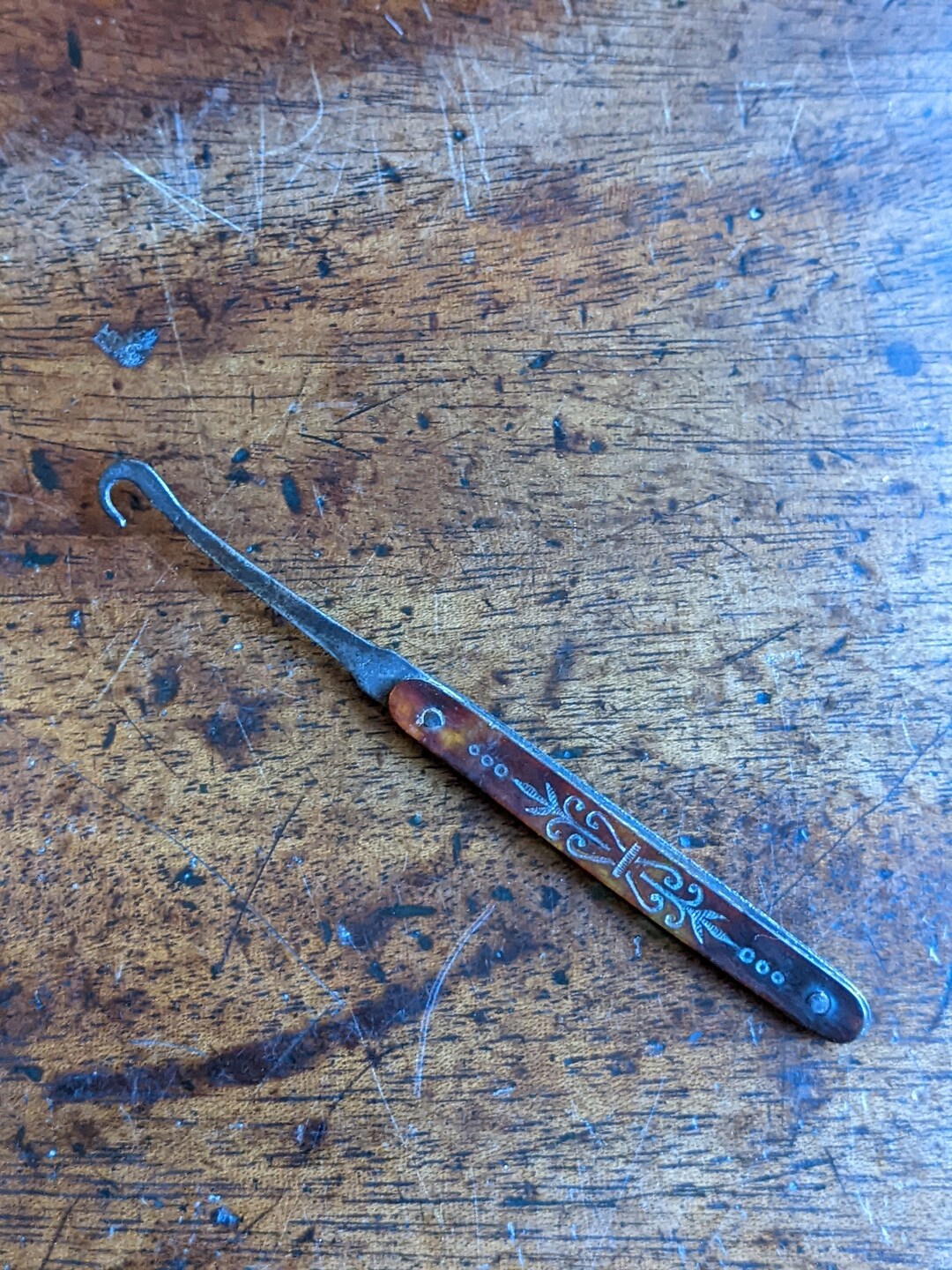 Antique Folding Button Hook Engraved Handle Ladies Folding Pocket ...