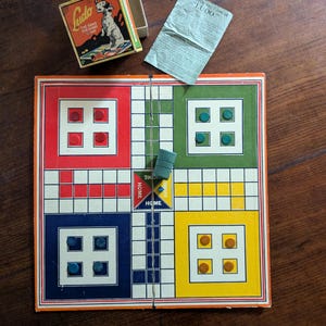 Antique Ludo Board Game With Playing Pieces - Etsy