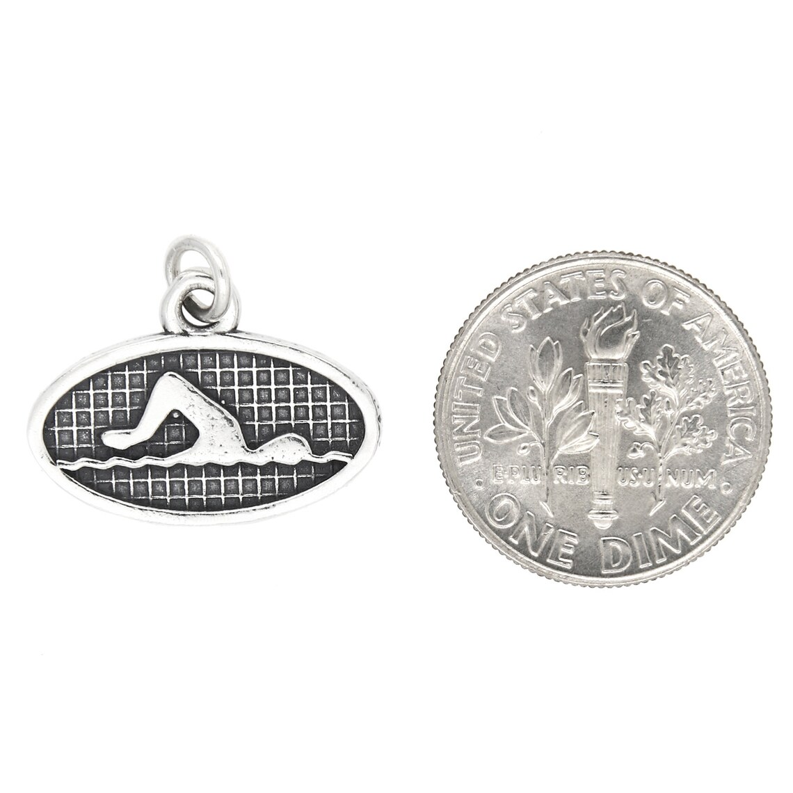 Swimming Swim Sterling Silver Textured Charm Pendant With Options - Etsy