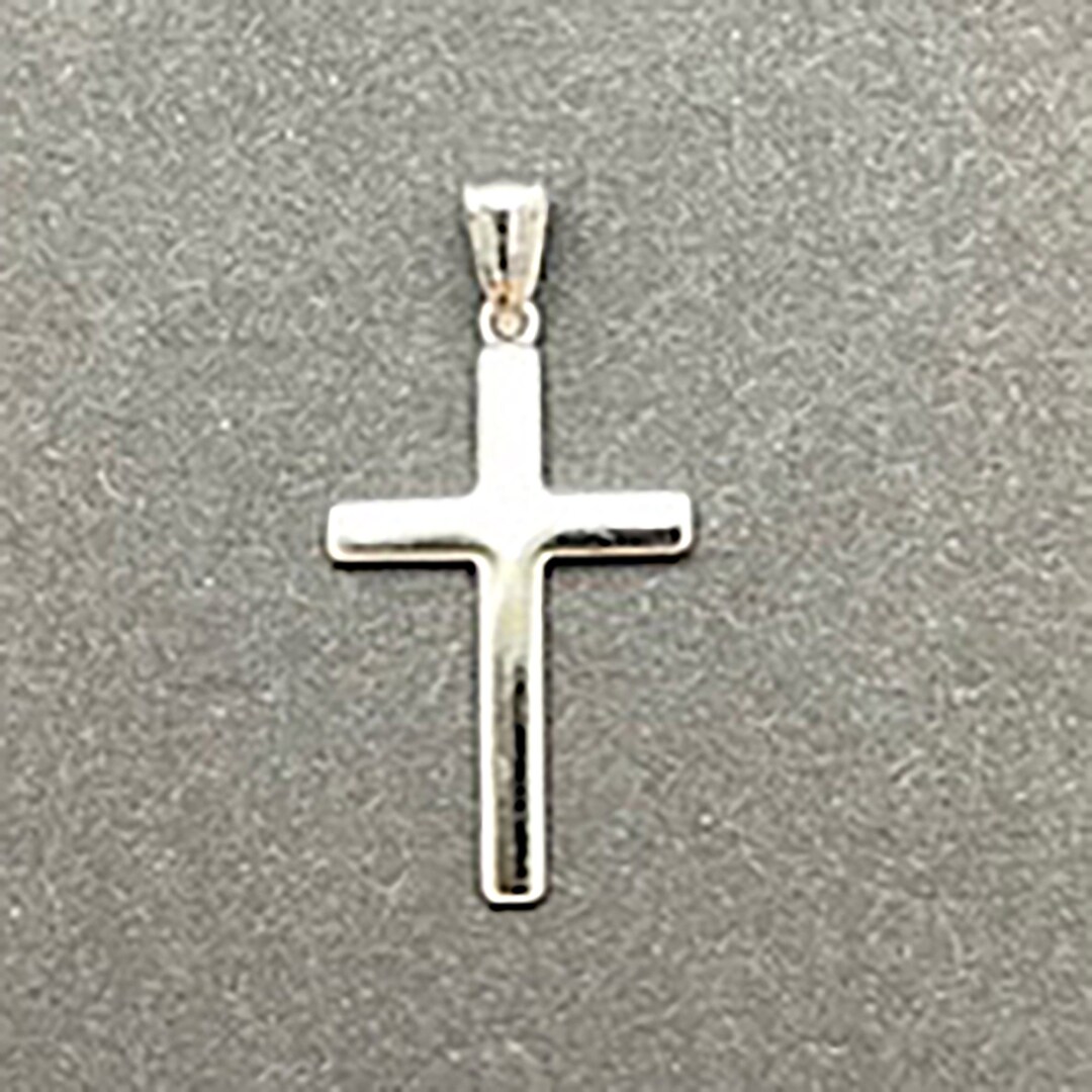 Plain Hollow Block Cross Vintage 14kt White Gold Double Sided Charm or ...