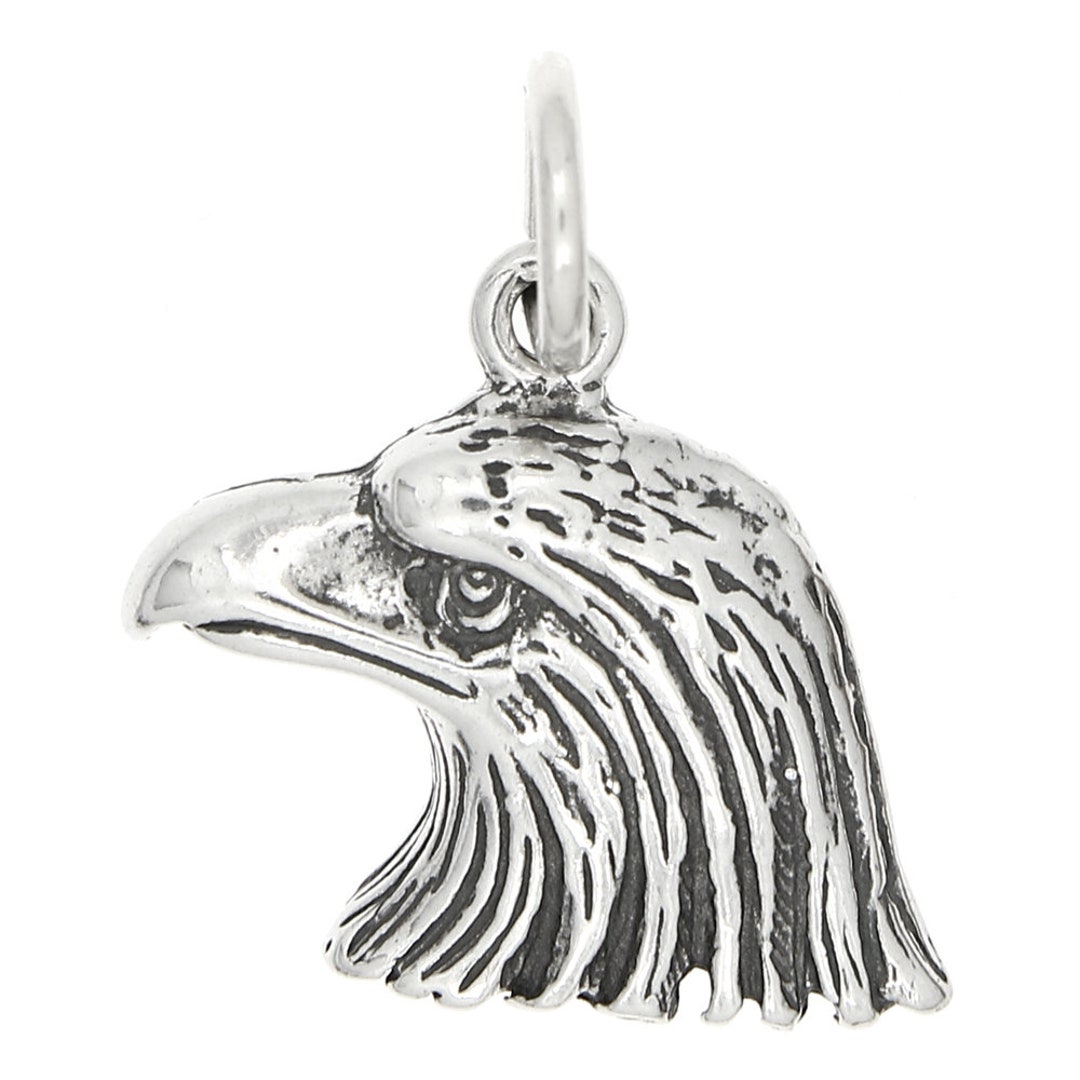 Sterling Silver Detailed Eagle Head Charm Pendant one Sided - Etsy