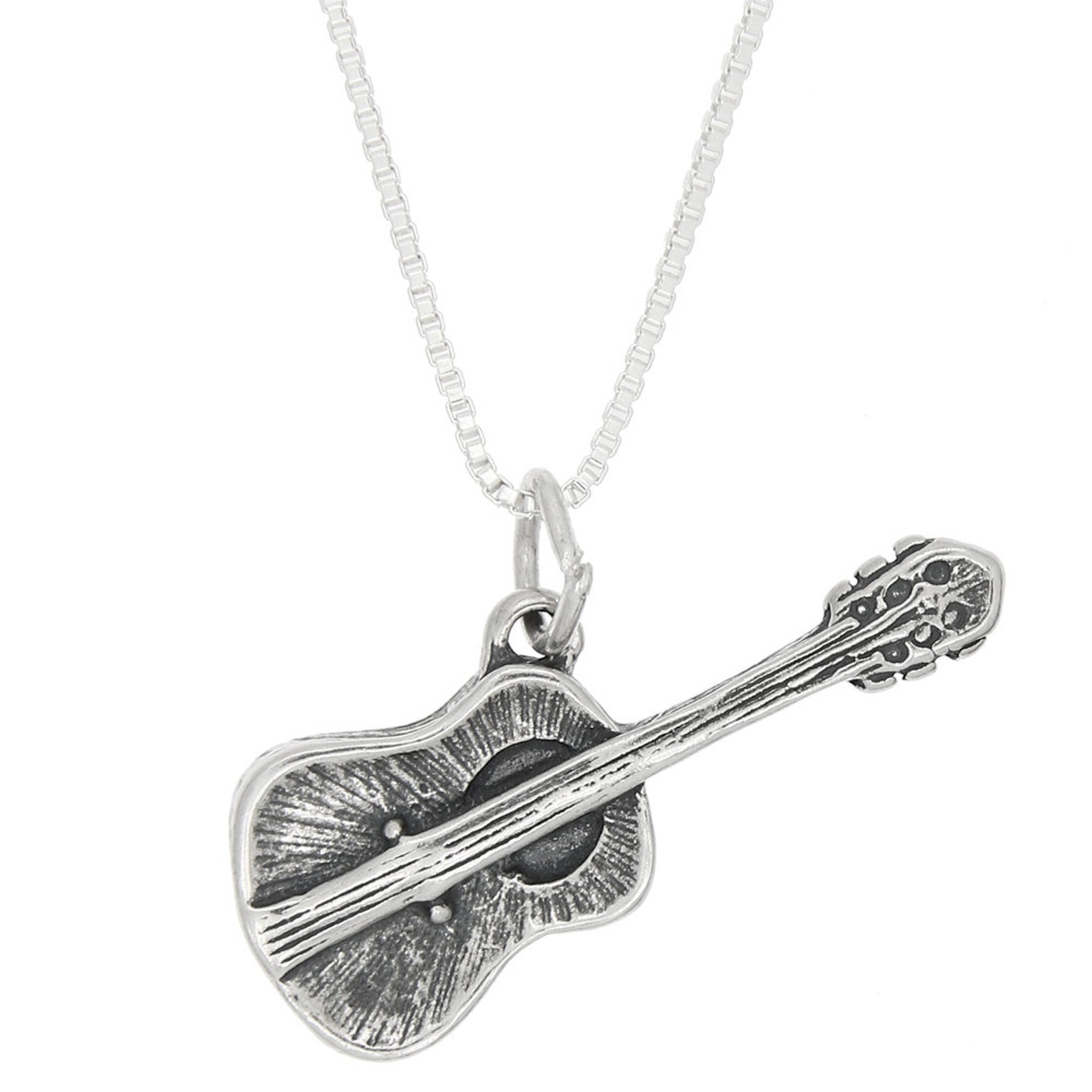 Sterling Silver Acoustic Guitar Charm Pendant 3D Charm with | Etsy
