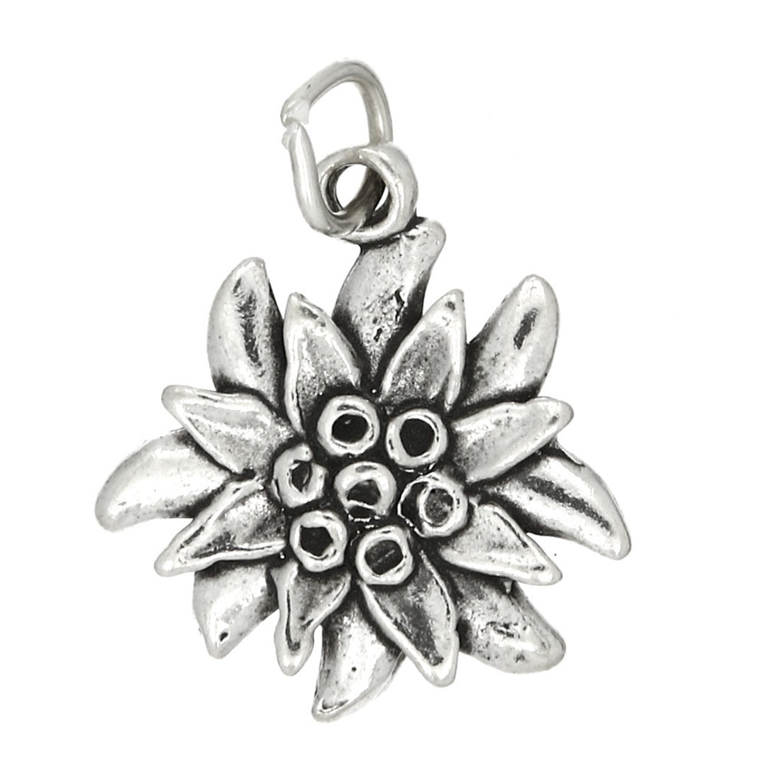 Edelweiss Flower Sterling Silver Legendary Charm Pendant (one Sided ...