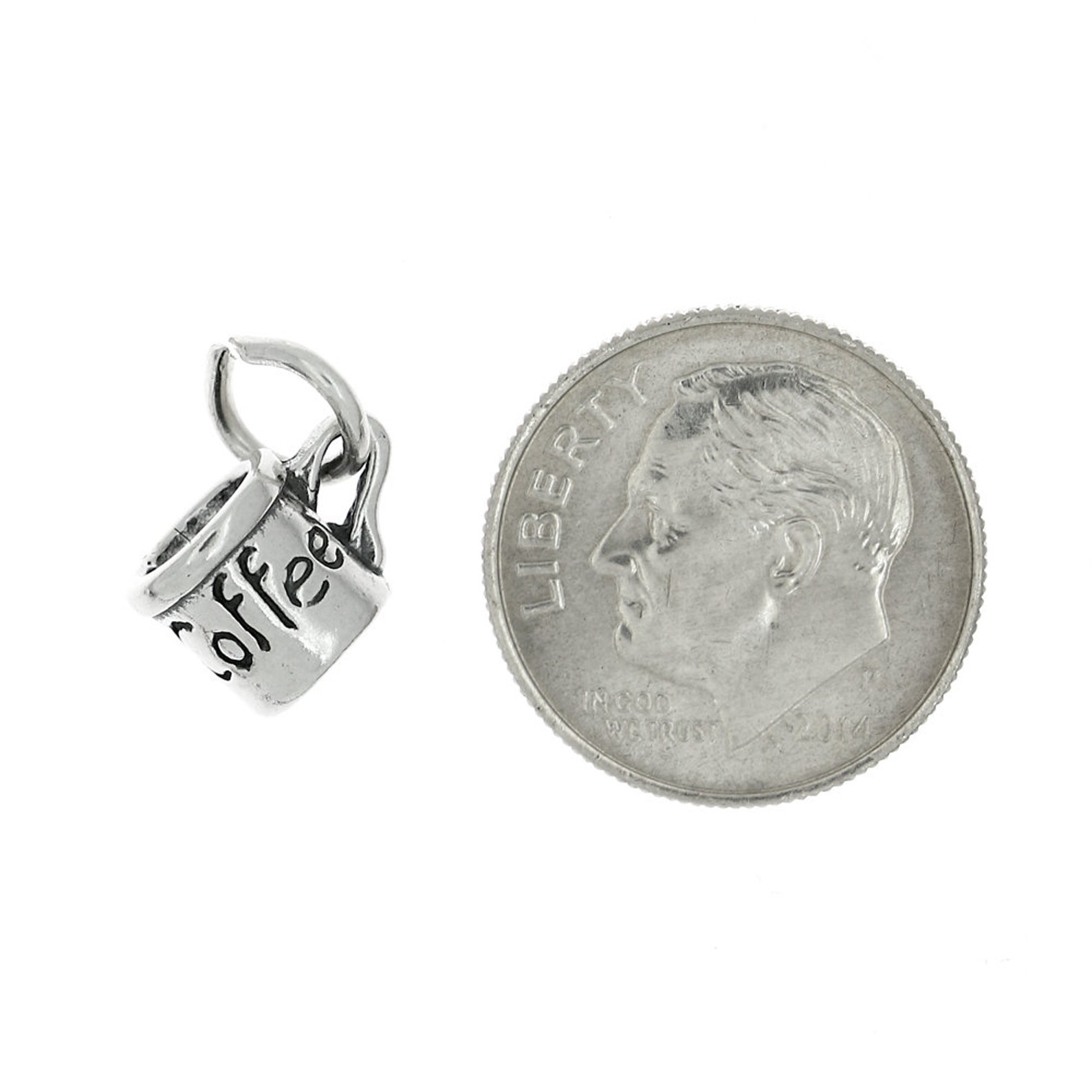 Sterling Silver Coffee Cup Charm 3d Charm | Etsy