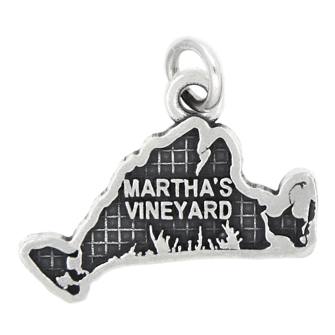 Sterling Silver Textured Country Map of Martha's Vineyard Charm flat ...