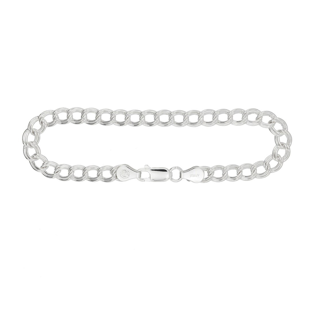 Sterling Silver Traditional Charm Bracelet with Width & Length Options ...