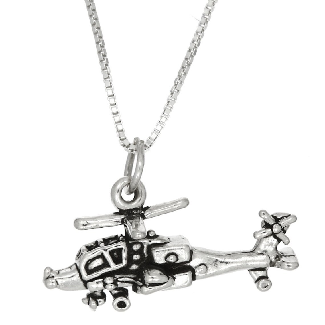Sterling Silver Apache Style Helicopter Charm Pendant 3D - Etsy