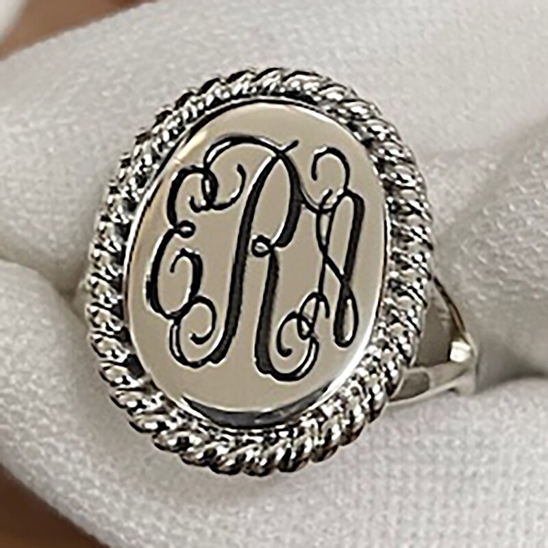 Sterling Monogram Ring - Etsy