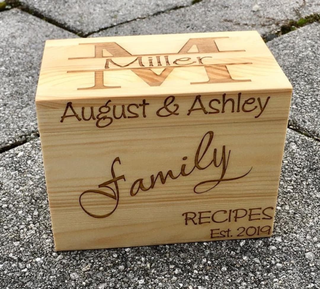 Monogrammed Family Recipe Box: Personalized Wood Bridal Shower Gift - Etsy