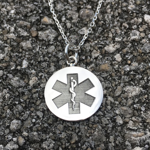 Sterling Silver Medical Alert Necklace Personalized Medical - Etsy