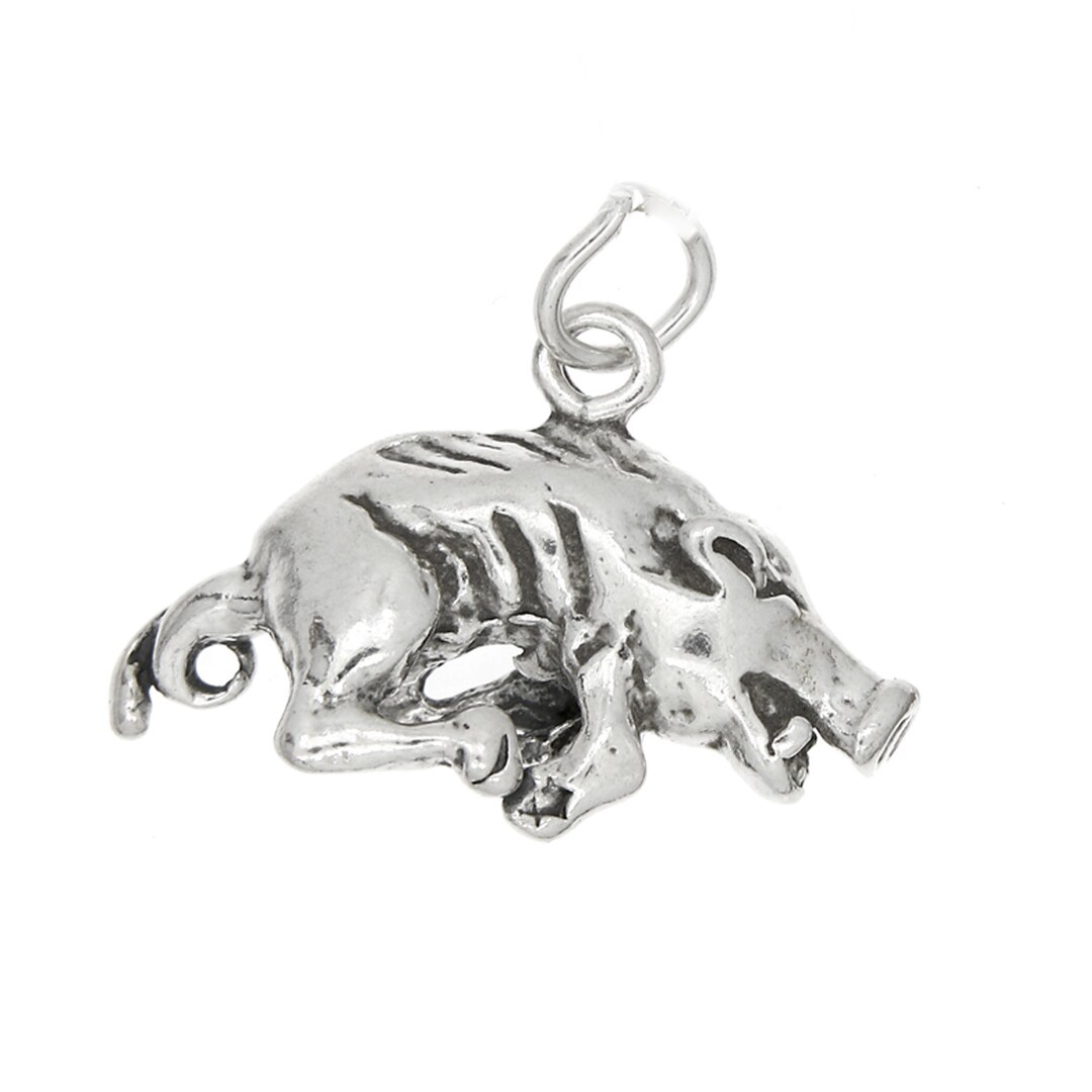 Running Razorback Boar Hog Sterling Silver Oxidized Three Dimensional ...