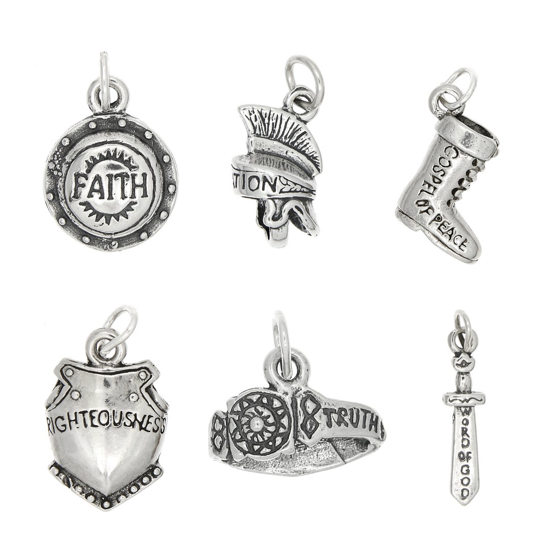 Armor of God Sterling Silver One Set of 6 Charms - Etsy