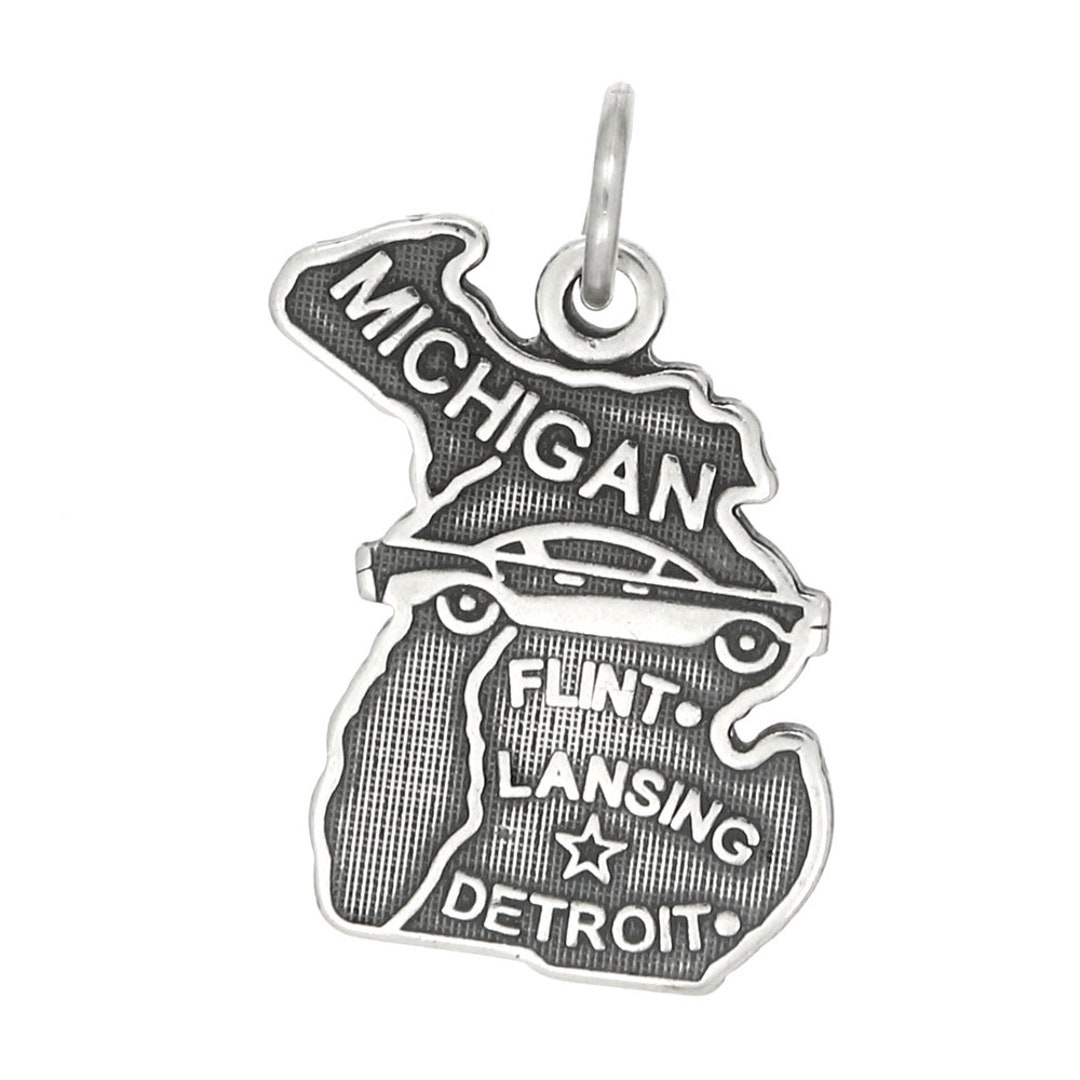 Michigan Sterling Silver Travel State Map Charm (flat Charm) -with ...