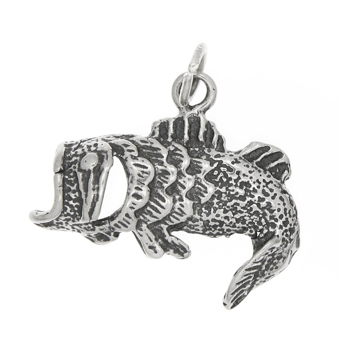 Bass Fish Sterling Silver Open Mouth Largemouth Fish Charm (hollow Back ...
