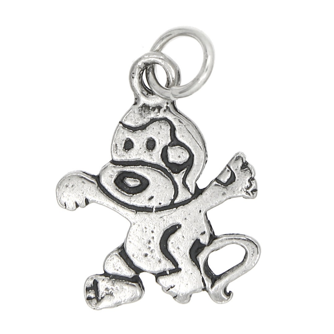 Monkey Sterling Silver Cartoon Charm (flat Back Charm) -with Options - Etsy