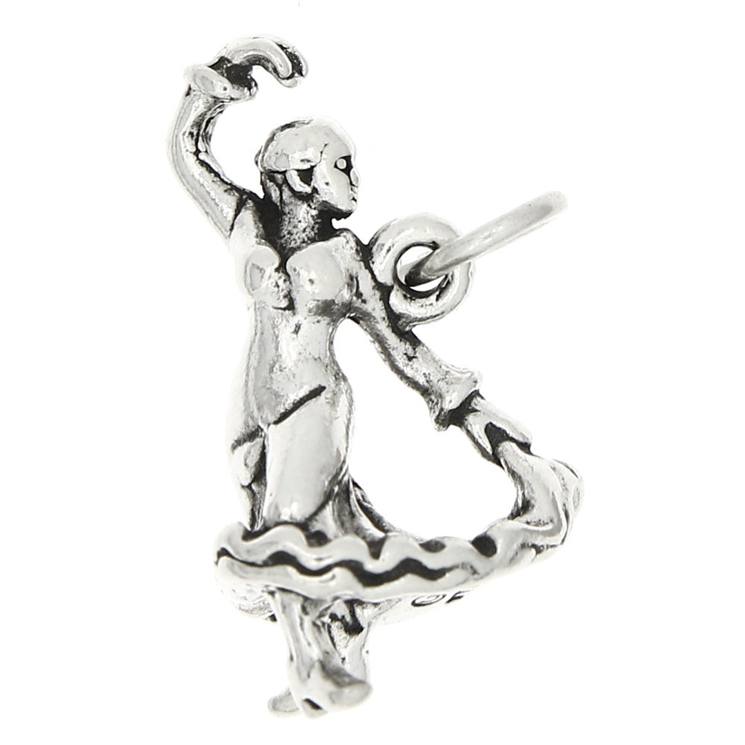 Sterling Silver Fancy Spanish Spain Flamenco Dancer Charm Pendant 3D ...