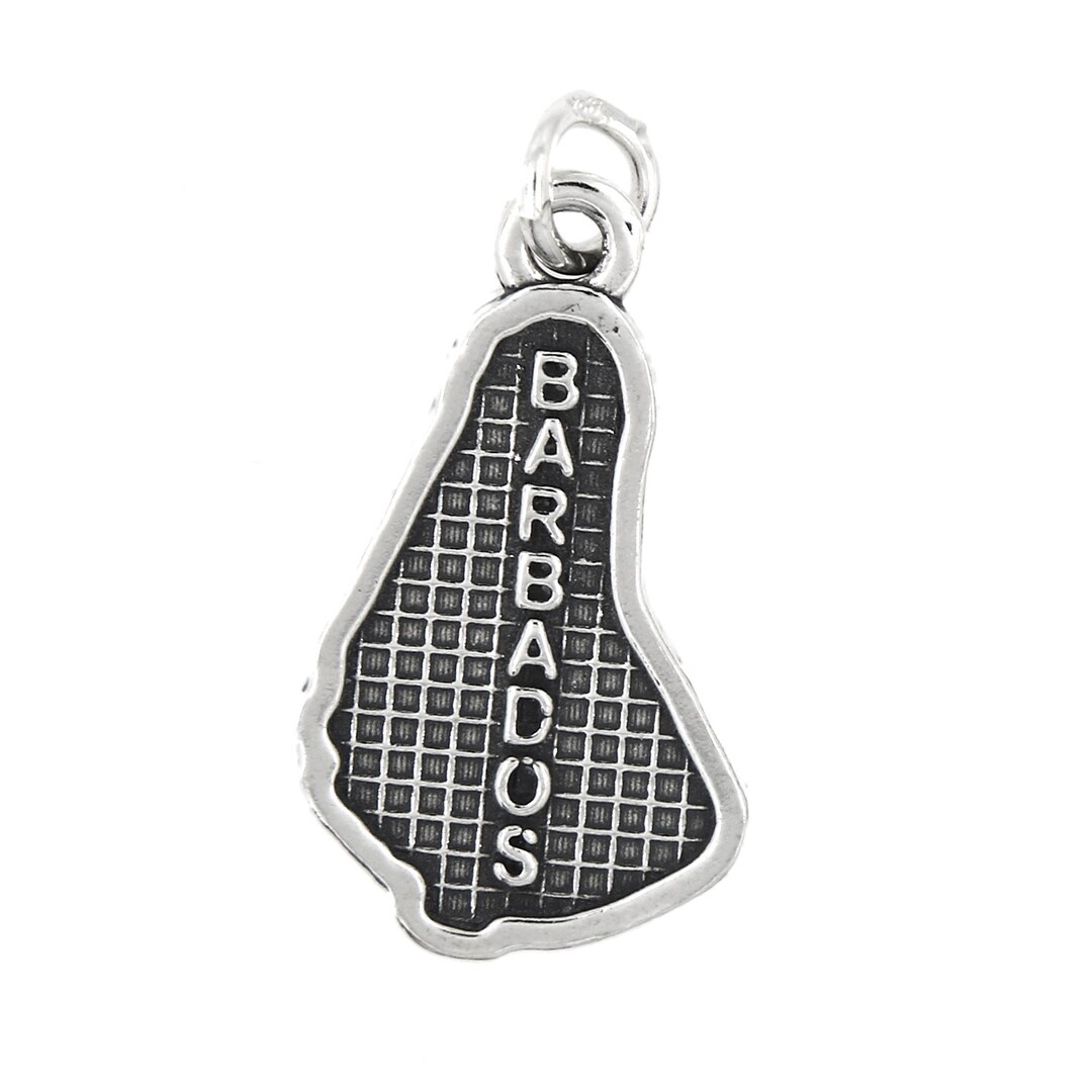 Barbados Charm Sterling Silver Textured Country Map - Etsy