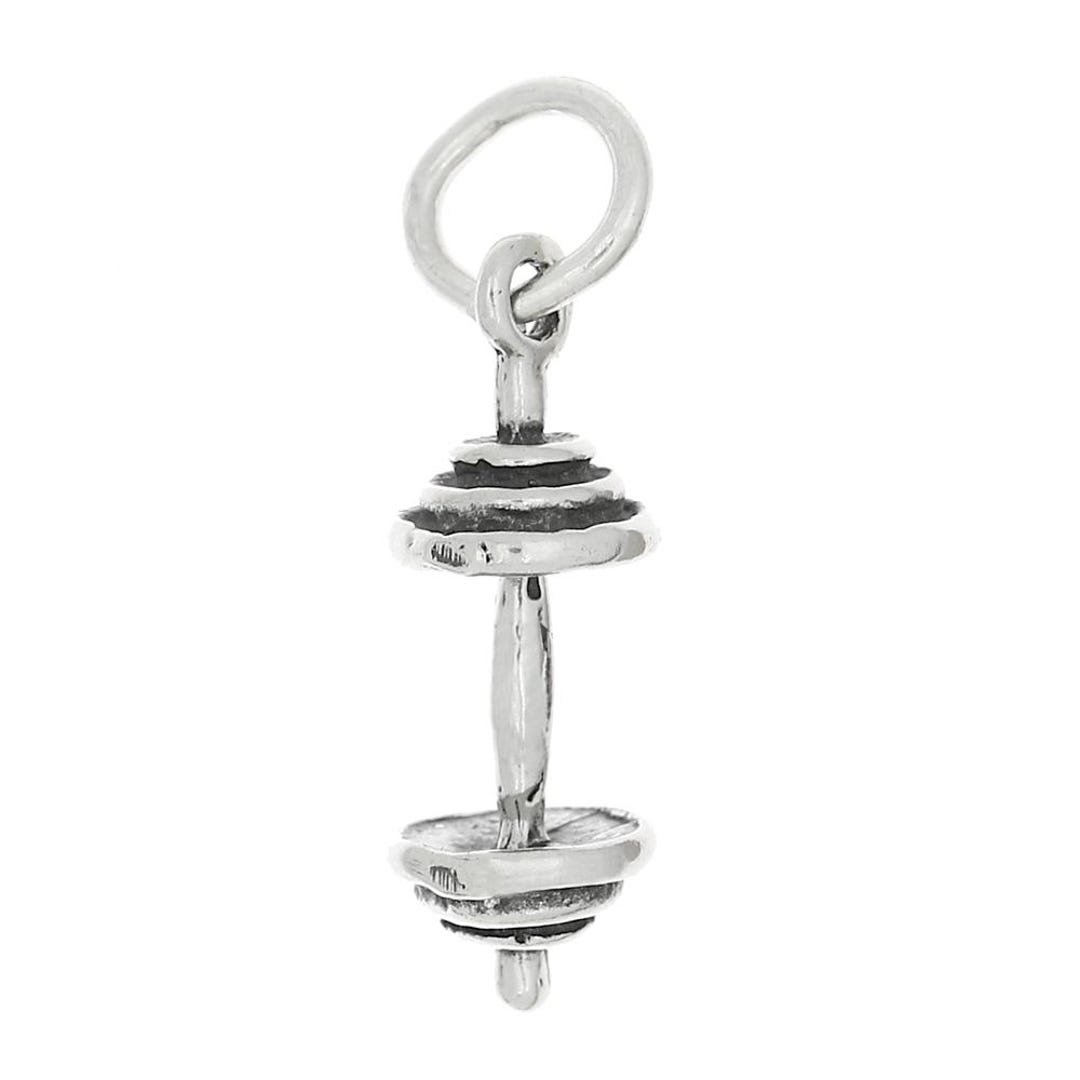 Small 3D Barbell Weight Sterling Silver Dumbbell Charm - Etsy