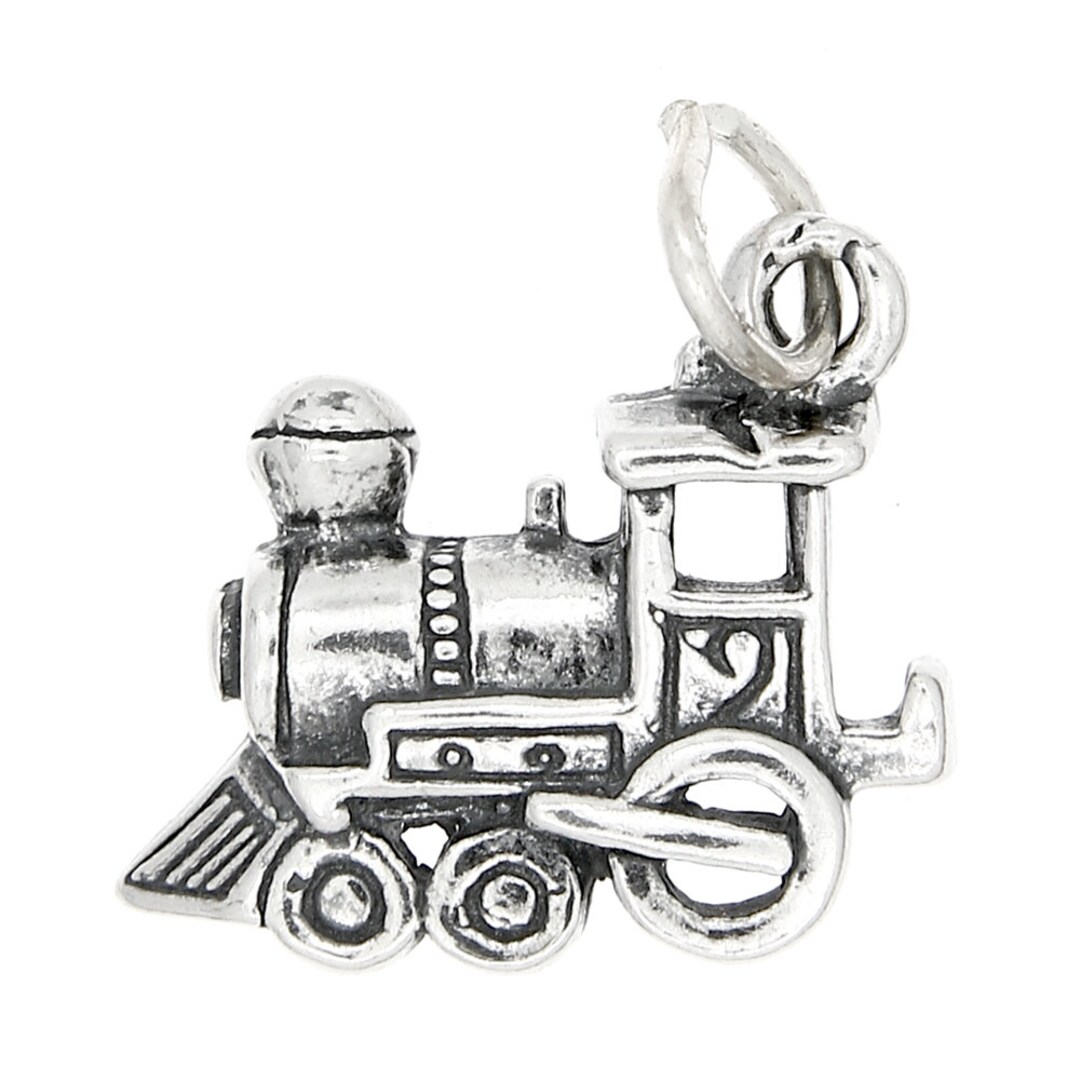 Train Sterling Silver Small Train Engine Charm (flat Back Charm) -with ...