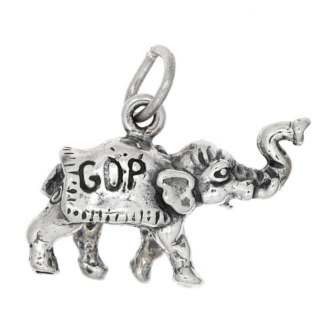 Sterling Silver GOP Republican Political Party Elephant Charm hollow ...