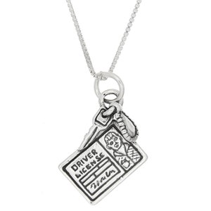 Sterling Silver Male Driver's License With Key Charm one Sided Charm ...