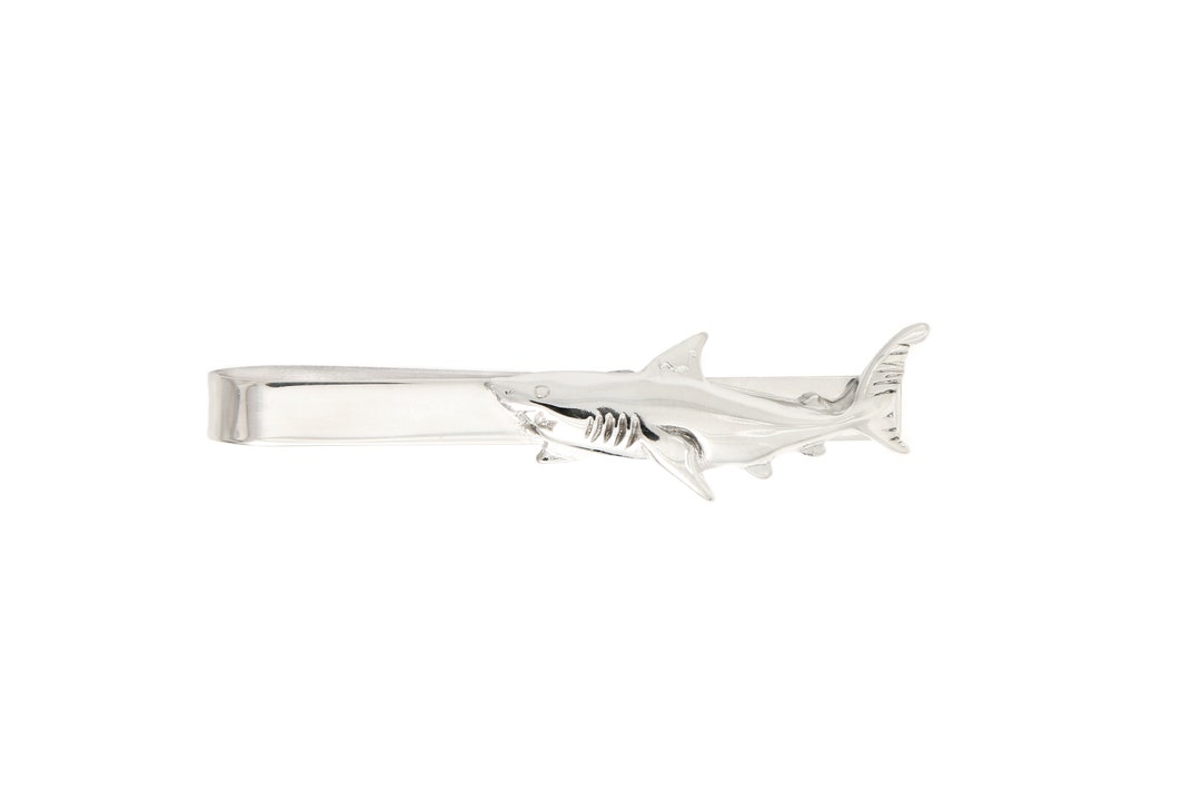 Shark Tie Clip Personalize Sterling Silver Shark Tieclip Tie Bar - Etsy