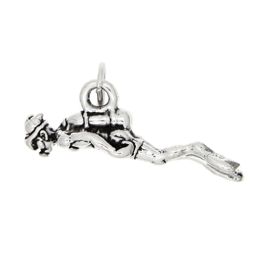 Scuba Diver With Tank Sterling Silver 3d Charm Pendant -with Options - Etsy