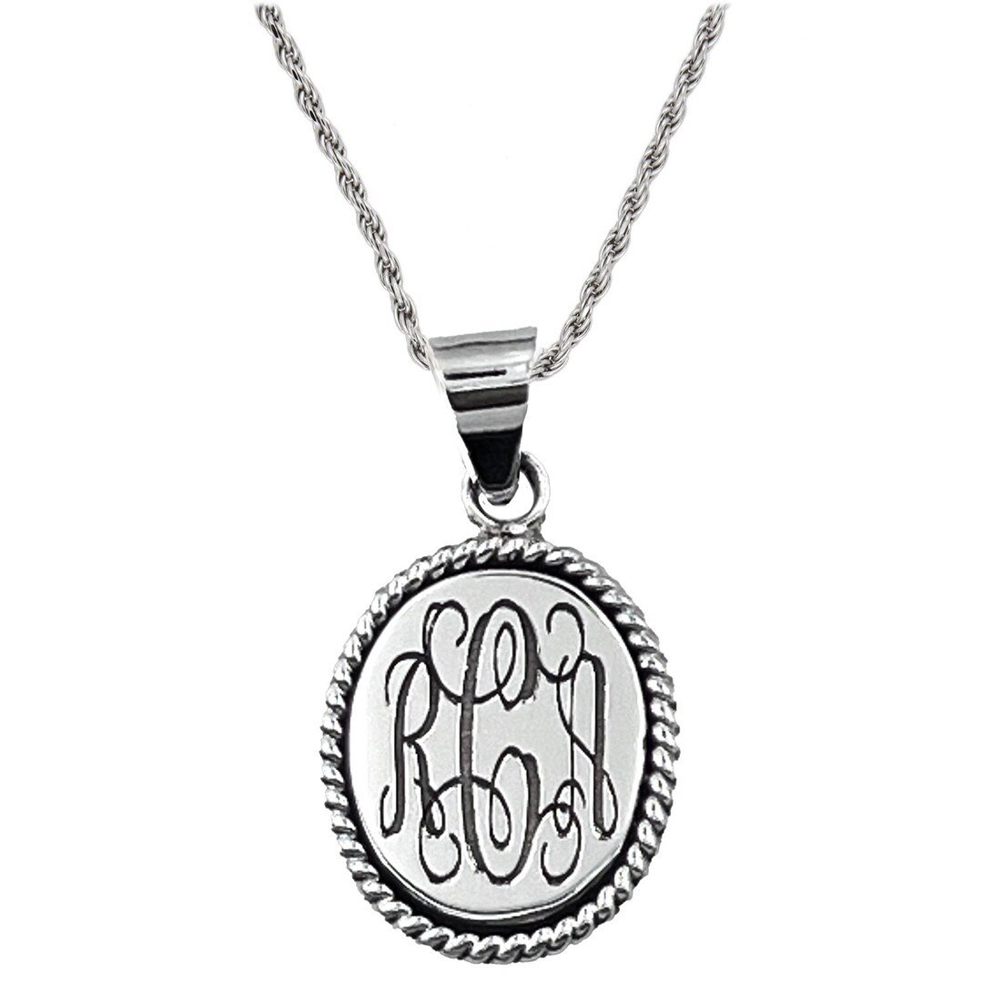 Nautical Pendant Sterling Silver Monogram Personalized Engravable Rope ...