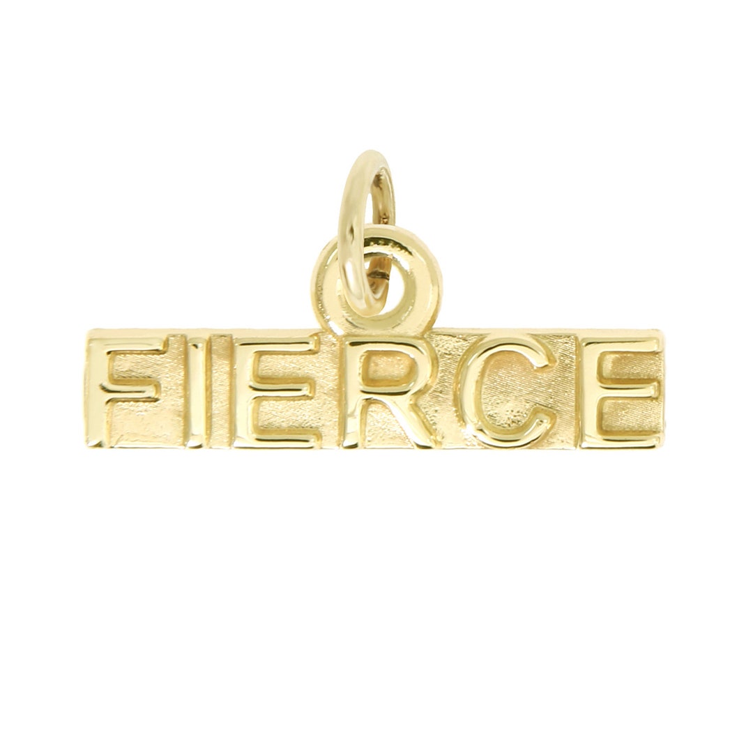 14kt Yellow Gold Polished Word Fierce Charm Pendant - Etsy