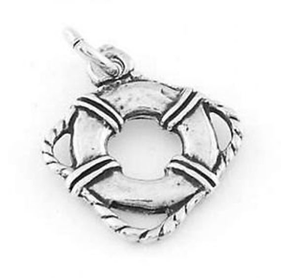 Sterling Silver Life Preserver Ring Charm Pendant | Etsy