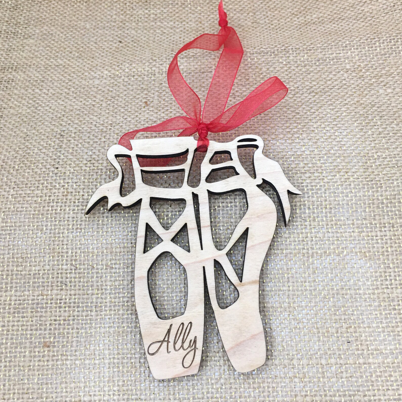 Ballet Shoes Ornament Custom Made Wood Monogram Personalized Ballet ...