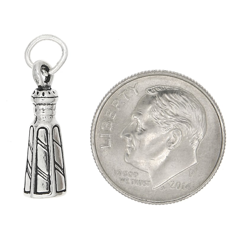Salt or Pepper Shaker Sterling Silver Charm Pendant (3D Charm) -with ...