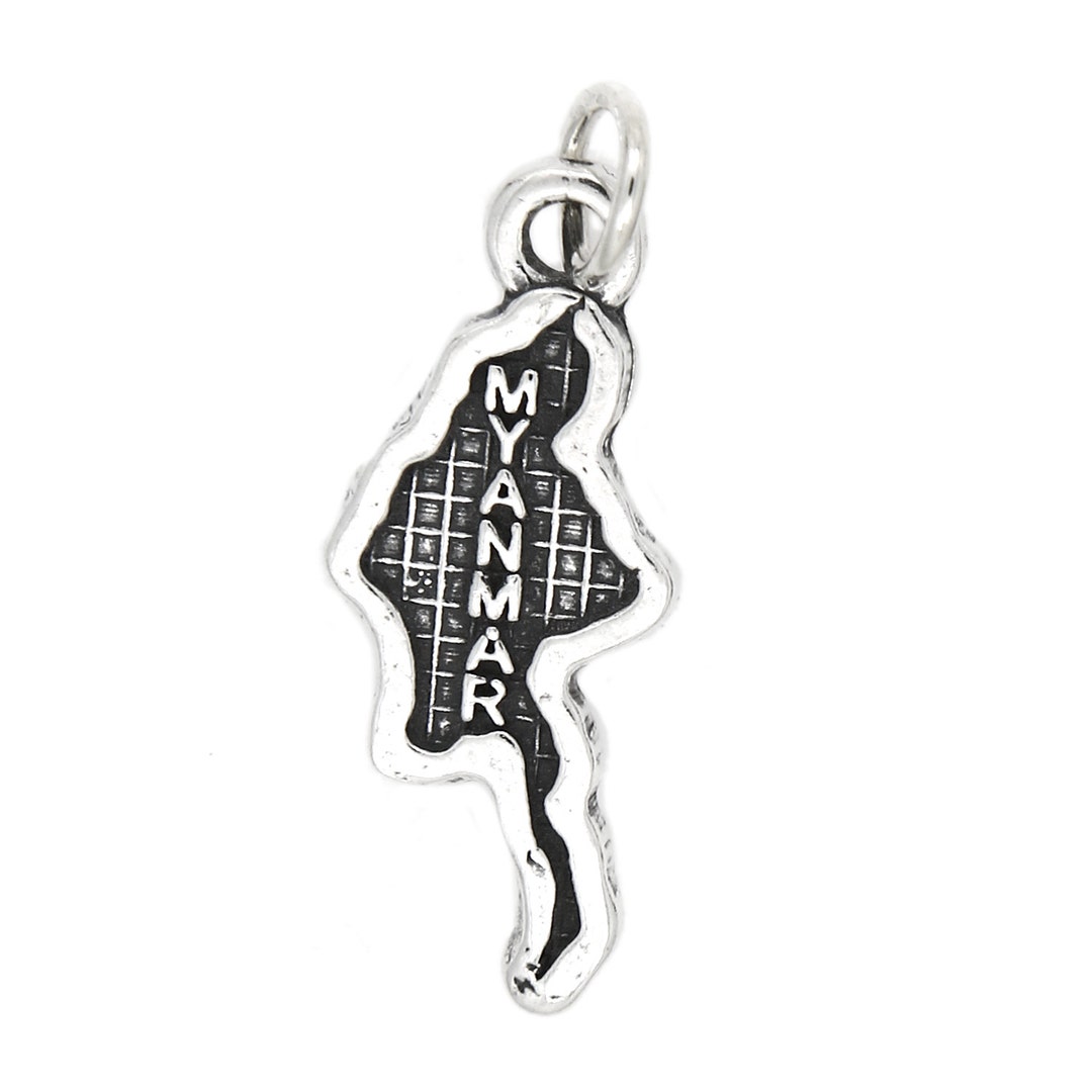 Myanmar Sterling Silver Map Travel Charm -with Options - Etsy