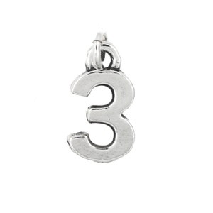 Sterling Silver Number 3 Years Three Charm Pendant - Etsy