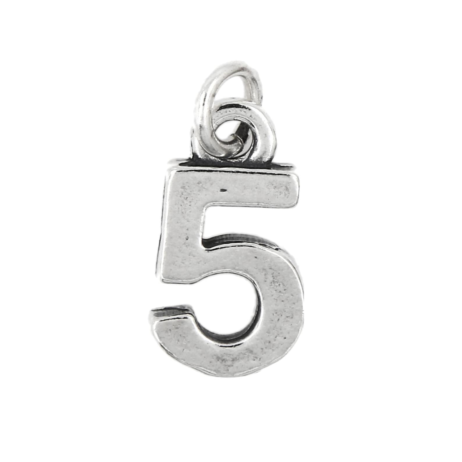 Sterling Silver Number 5 Years Five Charm Pendant | Etsy