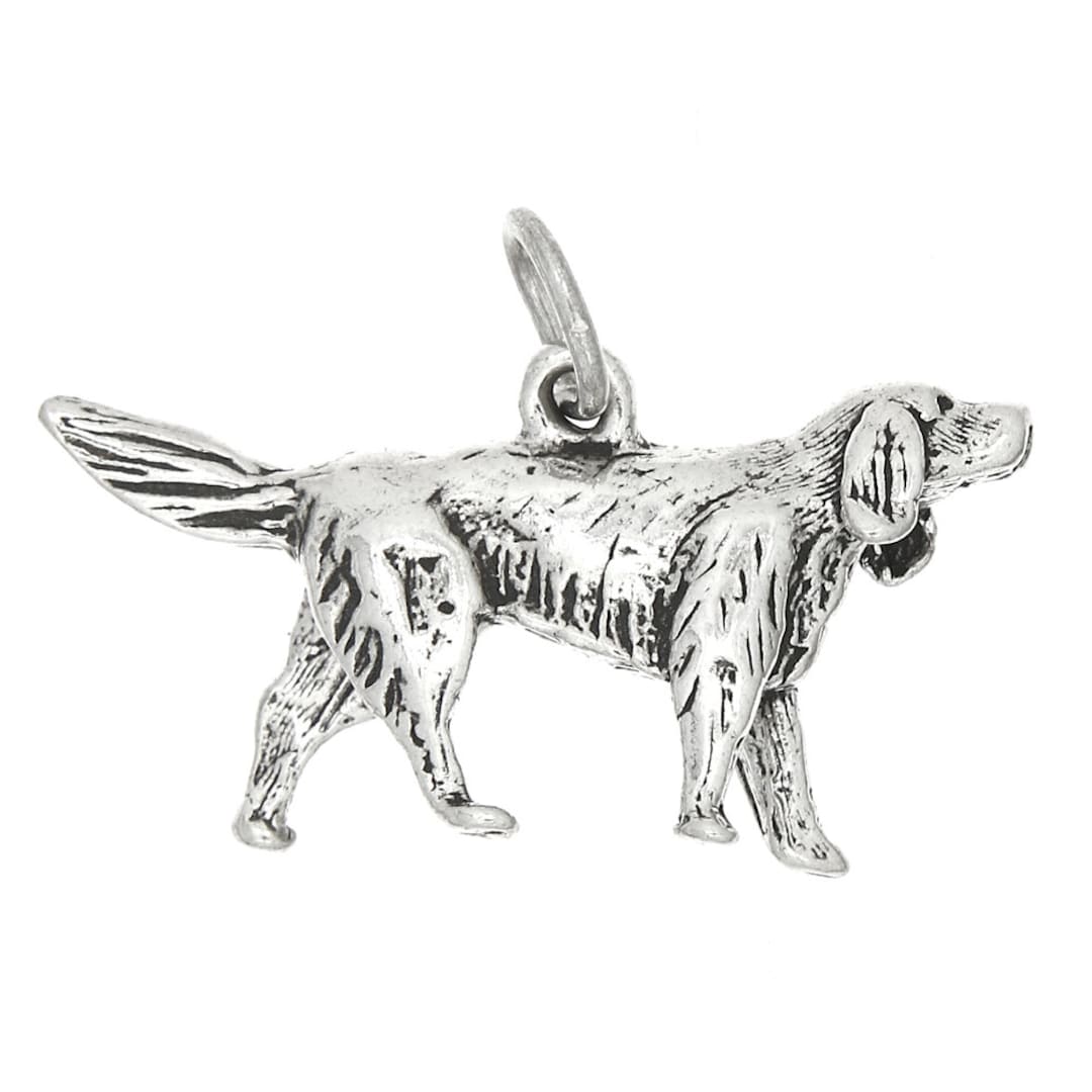 Irish Setter Dog Sterling Silver Charm Pendant (3D Charm) -with Options ...