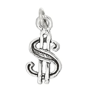 Sterling Silver Money Dollar Sign Peso Sign Charm Pendant one Sided ...