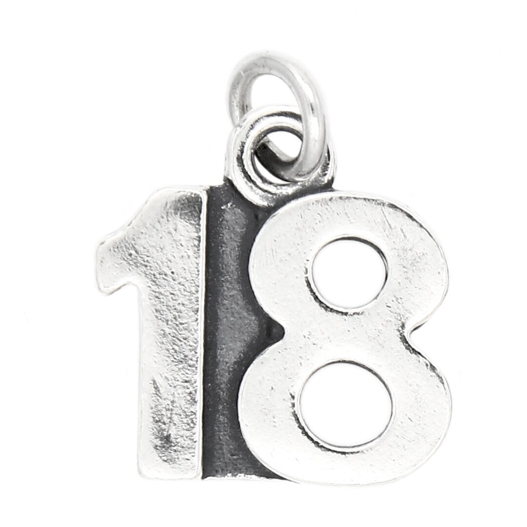 Sterling Silver Number 18 Charm with Options - Etsy