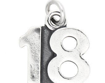 Number Eighteen 18 Charm in Sterling Silver BCJ1177 - Etsy