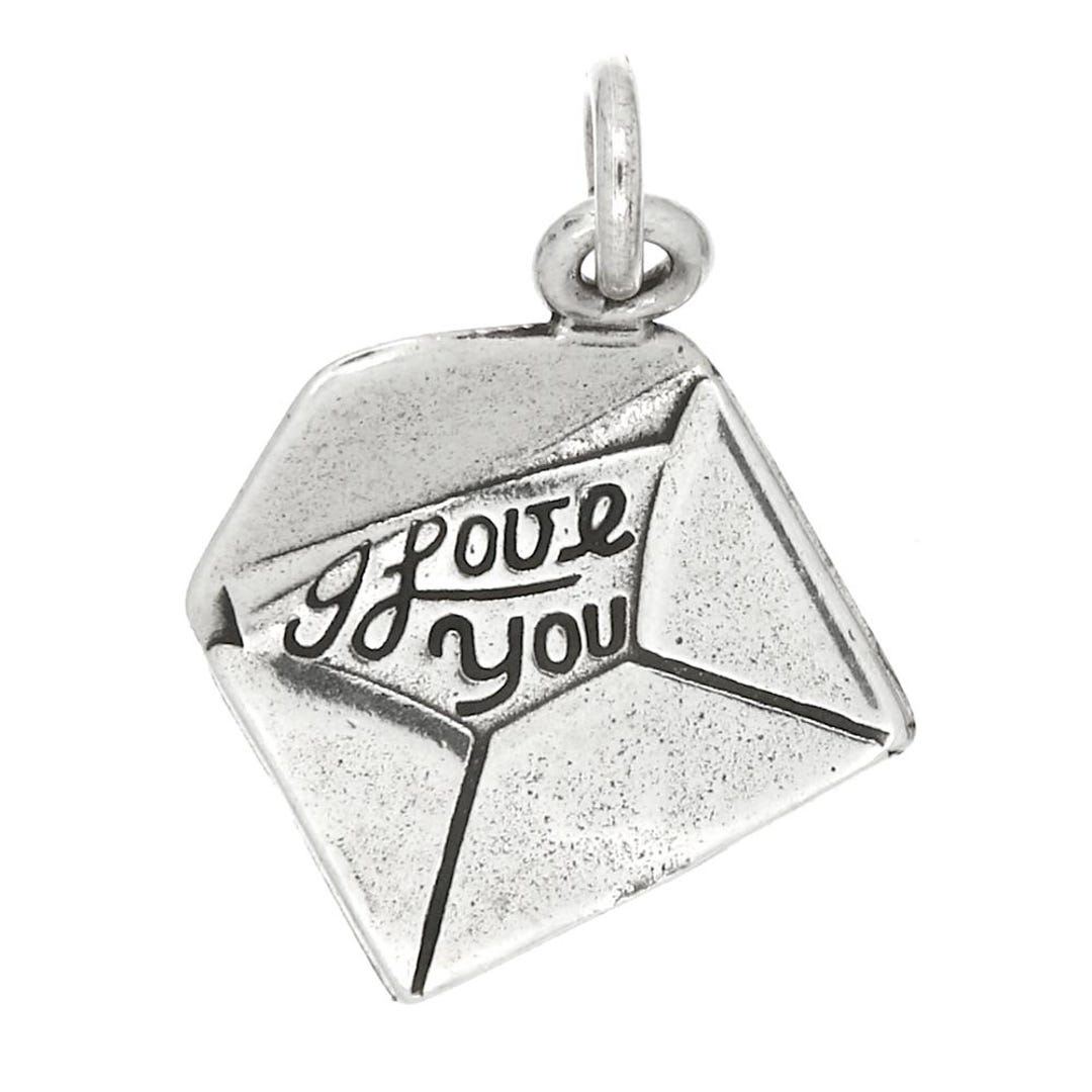 I Love You Letter Inside of Envelope Sterling Silver Charm (flat Back ...