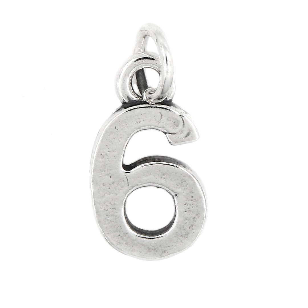 Number 6 Sterling Silver Years Six Charm Pendant - Etsy