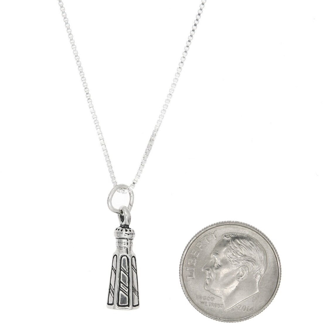 Salt or Pepper Shaker Sterling Silver Charm Pendant (3D Charm) -with ...
