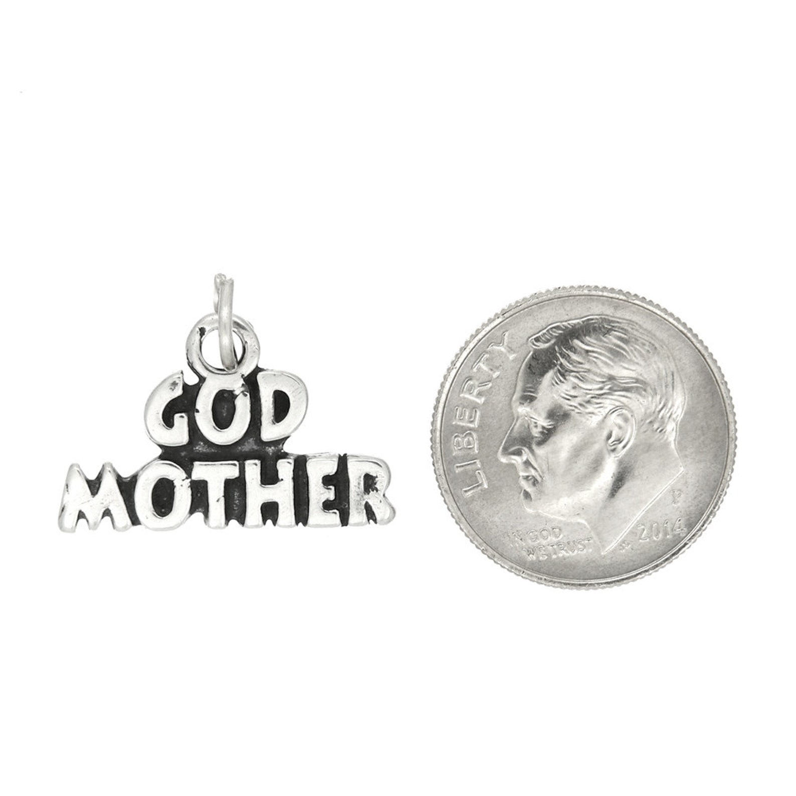 Sterling Silver God Mother Godmother Charm Pendant one Sided - Etsy