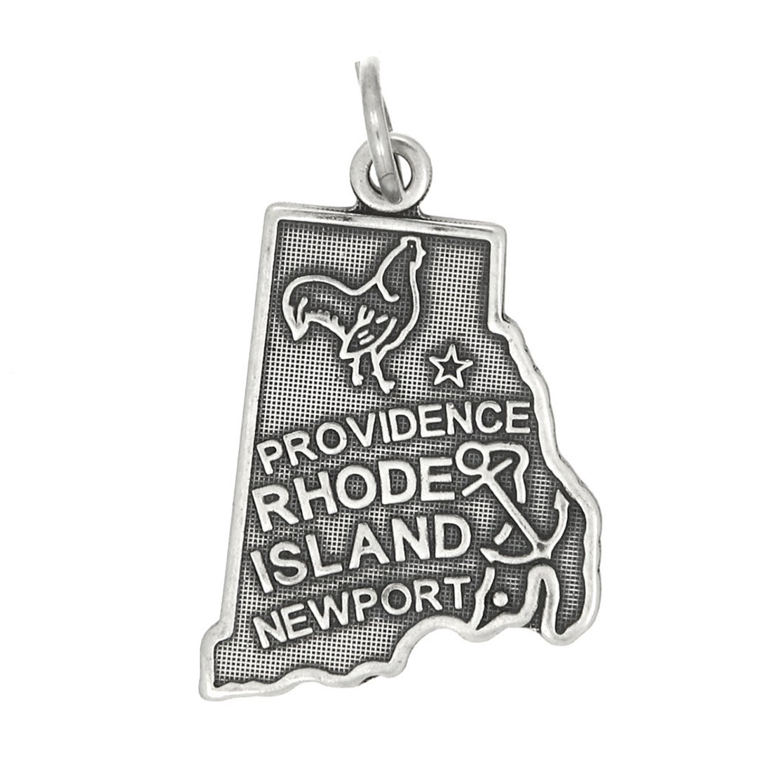 Rhode Island Sterling Silver Travel State Map Charm (flat Charm) -with ...