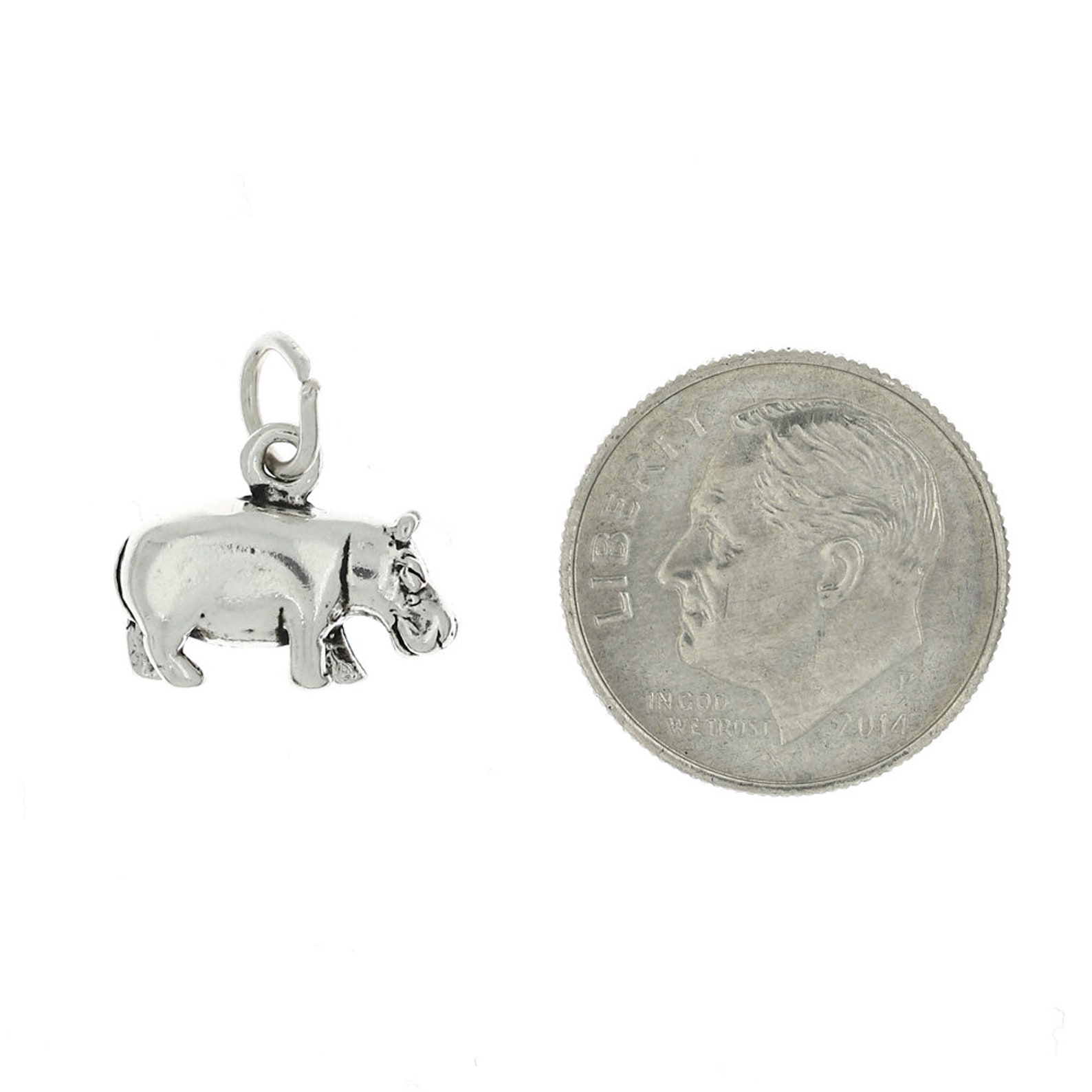 Sterling Silver Hippopotamus Hippo Solid Charm Pendant 3D - Etsy