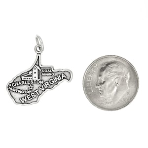 West Virginia Sterling Silver Travel State Map Charm (flat Charm) -with ...